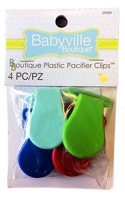 Babyville Plastic Pacifier Clips, 4 pc, Blue, Aqua, Green, Red Assorte ...