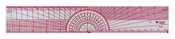 Westcott C-THRU (Transparent) Inch/Metric Beveled Ruler Protractor, 12 ...