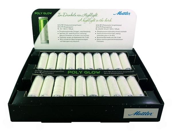 Mettler Poly Glow Thread Display, Contains 20 Spools (50% PBT / 50% PP ...