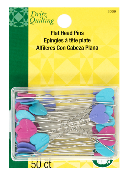 Dritz Flat Head Heart Fine Pins, 2" / 5.1cm, 50 Count (Turquoise, Pink ...