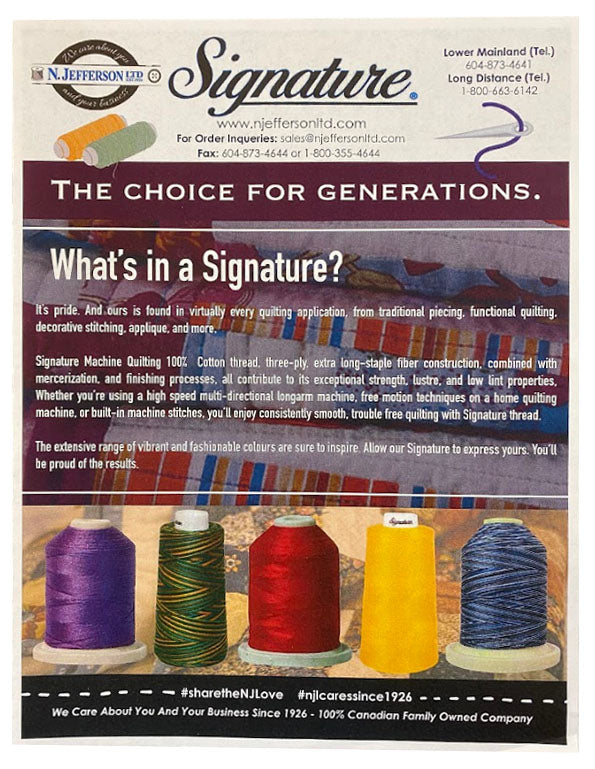 Signature Colour Thread Assortment Chart - FREE! – N. Jefferson Ltd.